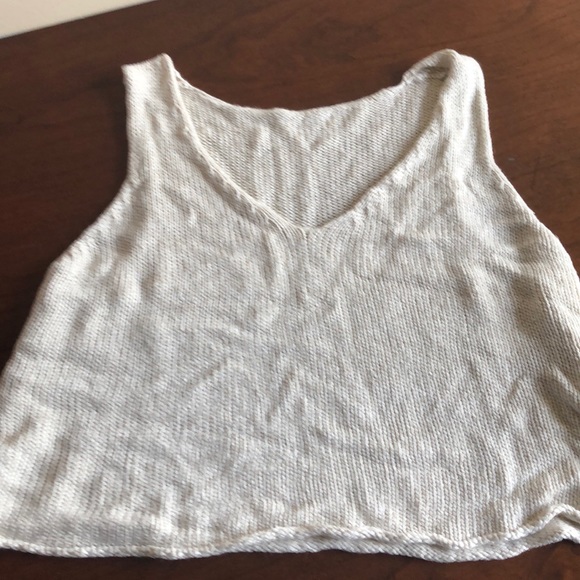 Tops | Neutral V Neck Knit Crop Tank | Poshmark